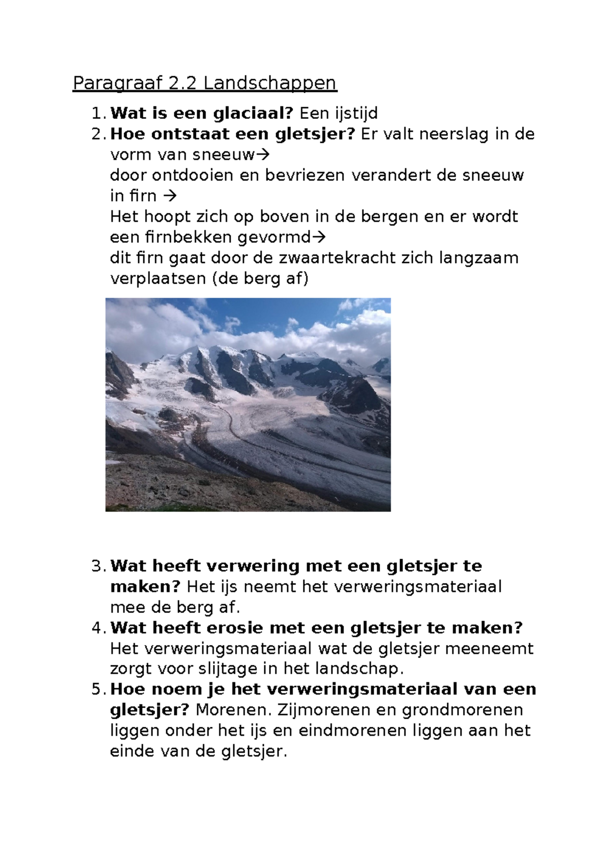 Paragraaf 2.2-H2-Landschappen: Glaciale Processen en Erosie - Studeersnel
