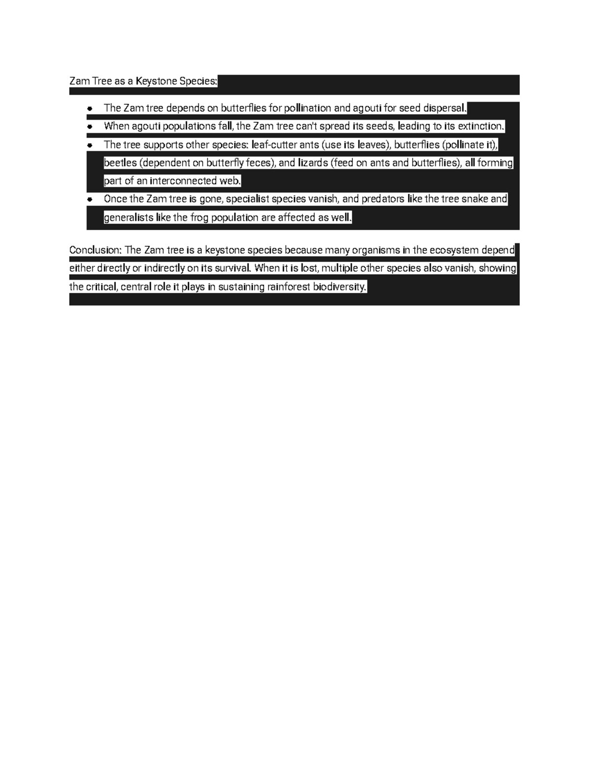 Bio Zam Tree: Keystone Species & Ecosystem Interdependence - BIology ...