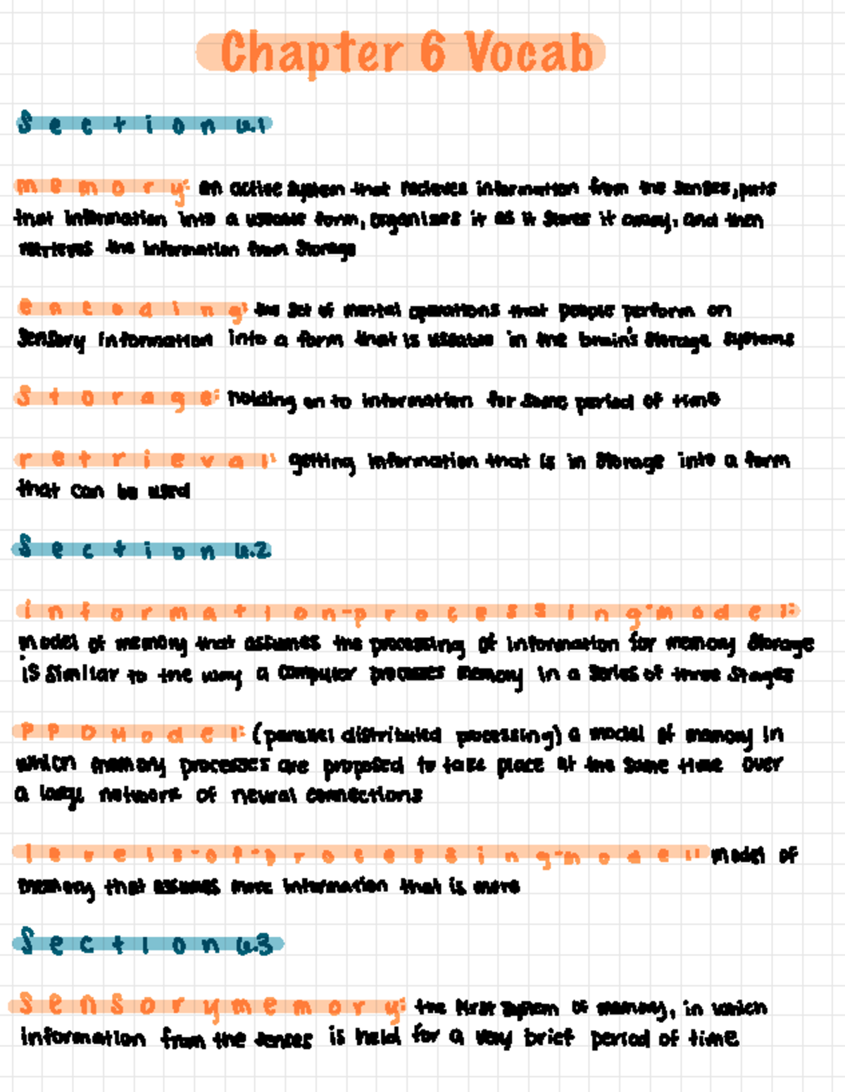 Intro to Psych Chapter 6 Vocabulary Notes - Libby Byers - Studocu