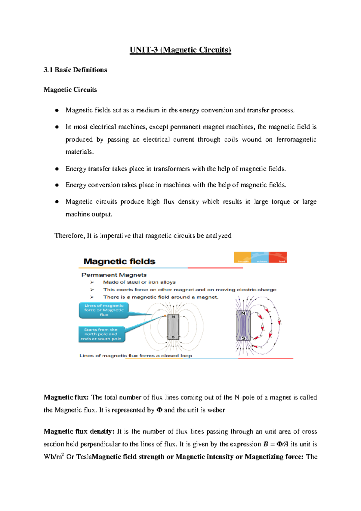 3.1 Basic Definations Magnetic Circuits - UNIT-3 (Magnetic Circuits) 3 ...