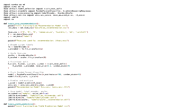 Crop Recommendation & Yield Prediction Model (ML Experiment 4) - Studocu