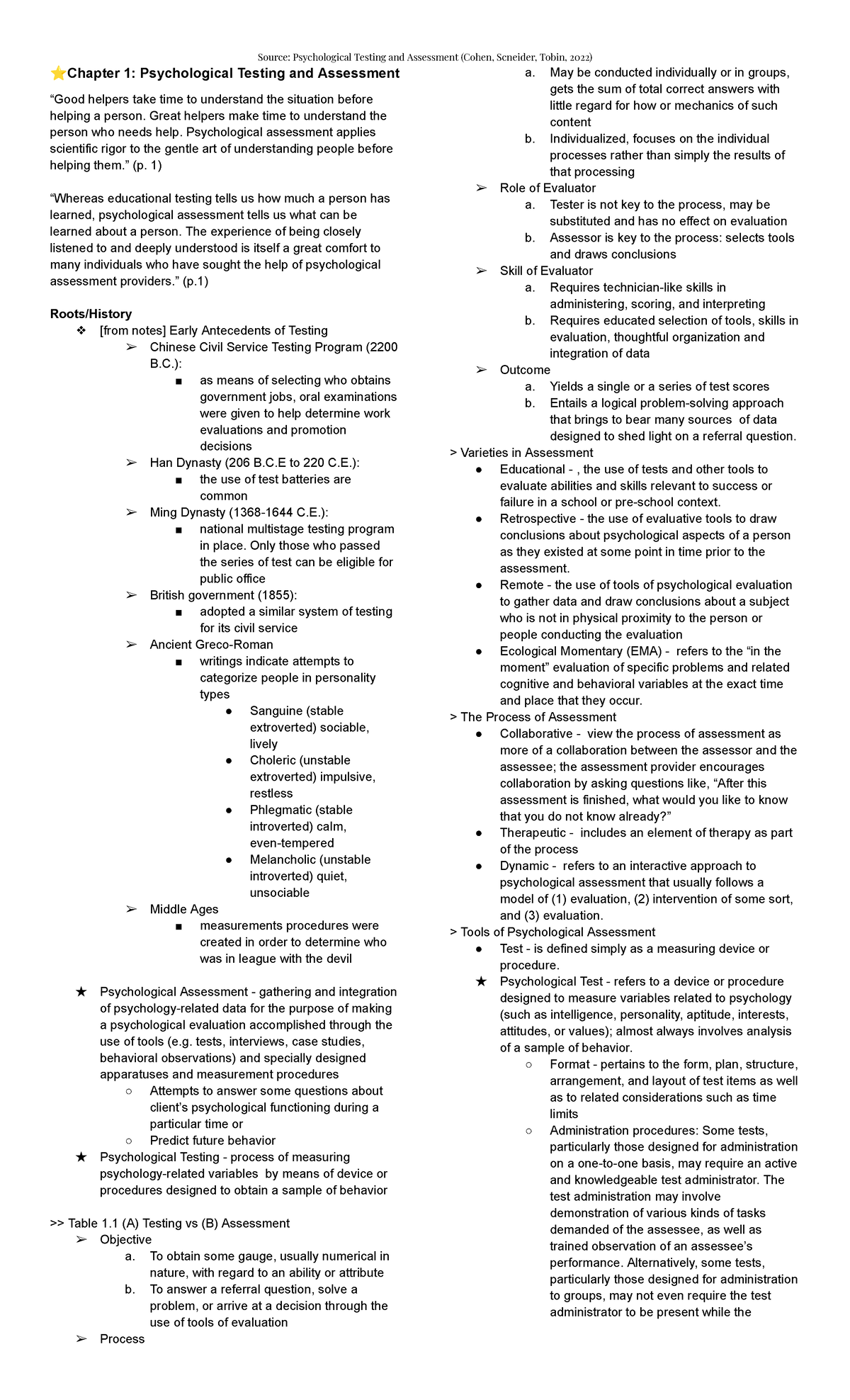 Chapter 1 Psychological Testing and Assessment - ⭐Chapter 1 ...