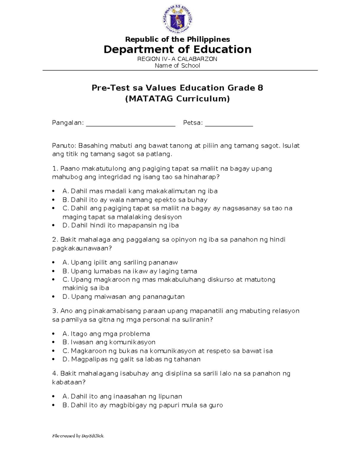 Introduction to the Philosophy of the Human Person CG: Course Overview ...