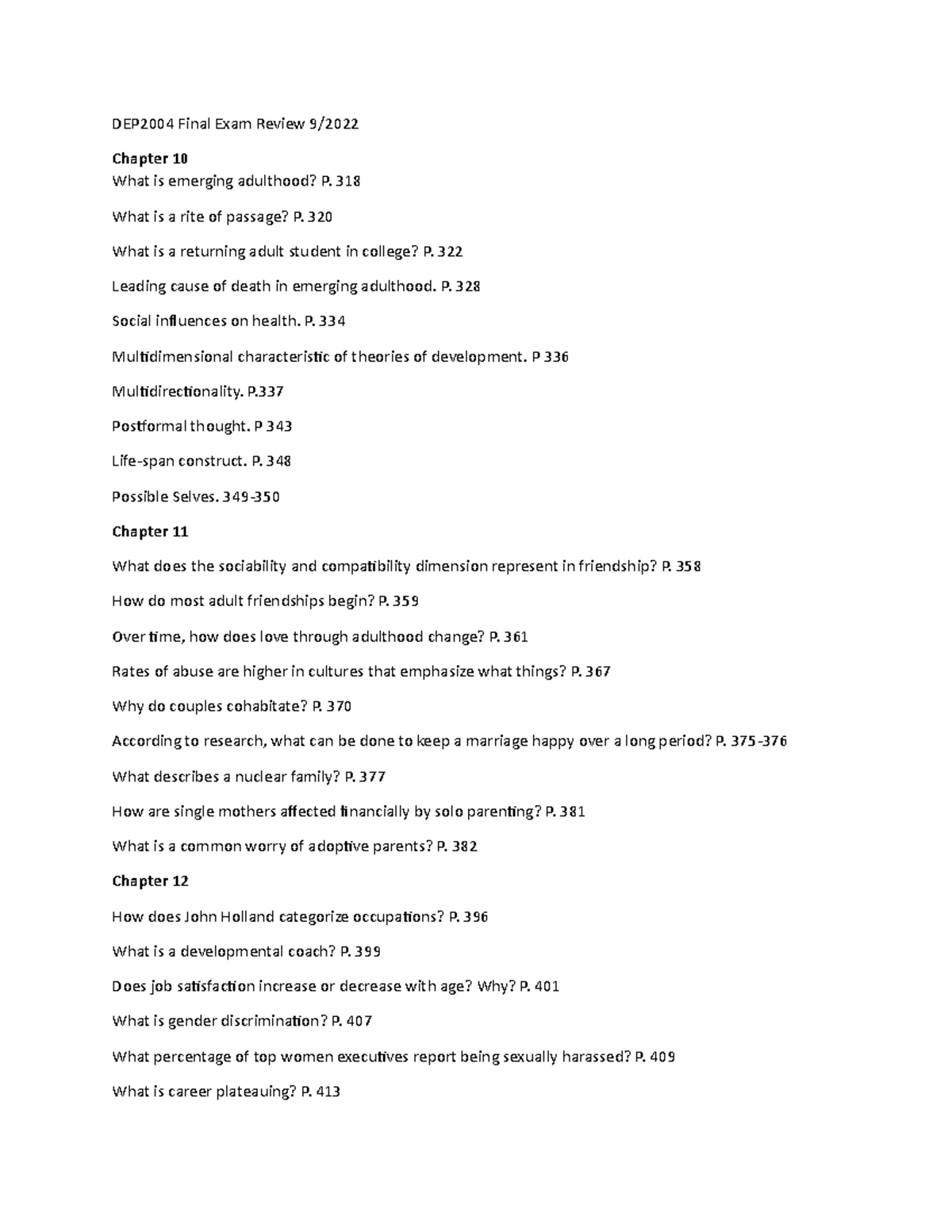 DEP2004 Final Exam Comprehensive Review Guide 2022 - Studocu