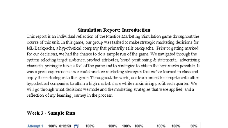 2025 MKTG 101 Individual Simulation Report: Marketing Strategies ...