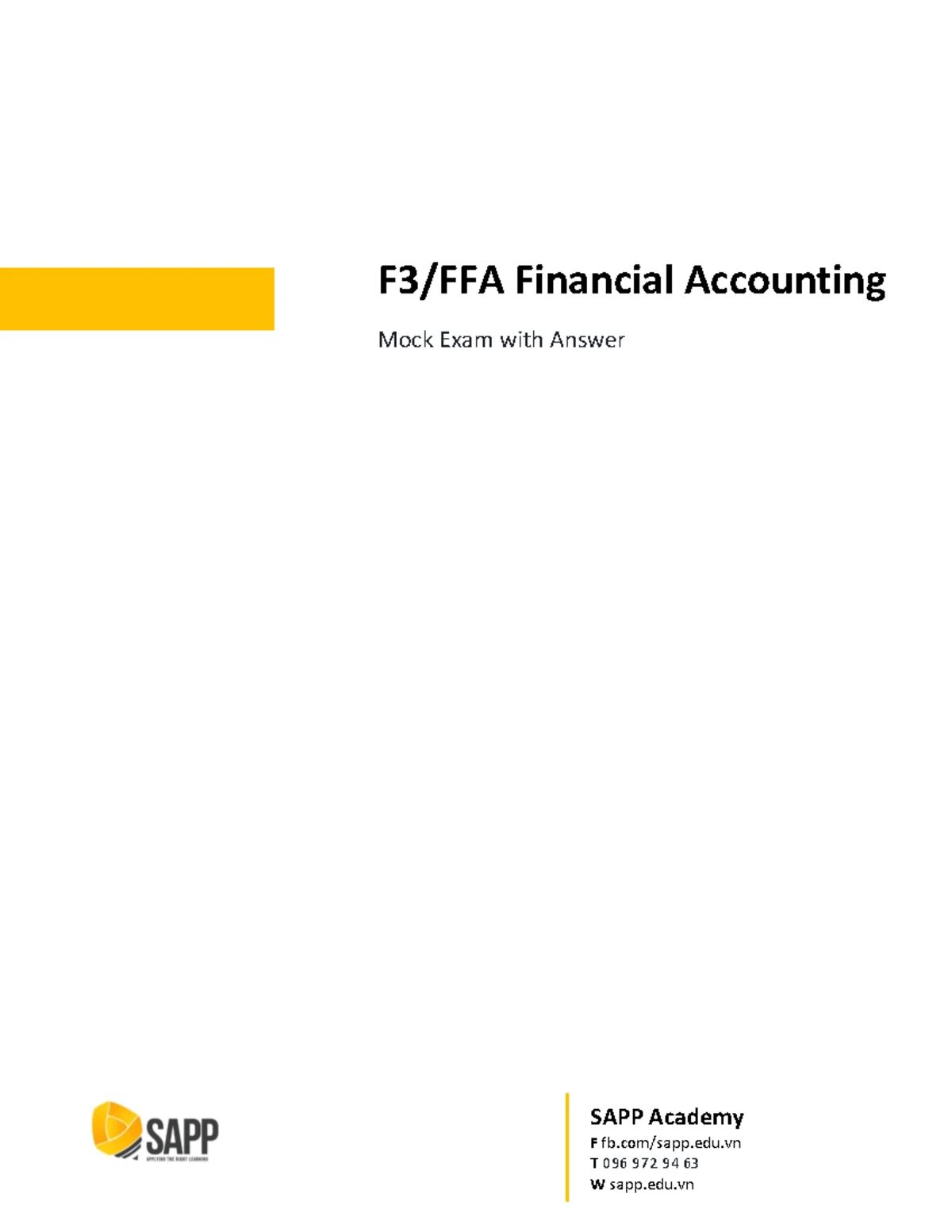 F3 - Mock A - Financial Accounting Questions - ACCA Exam Preparation ...