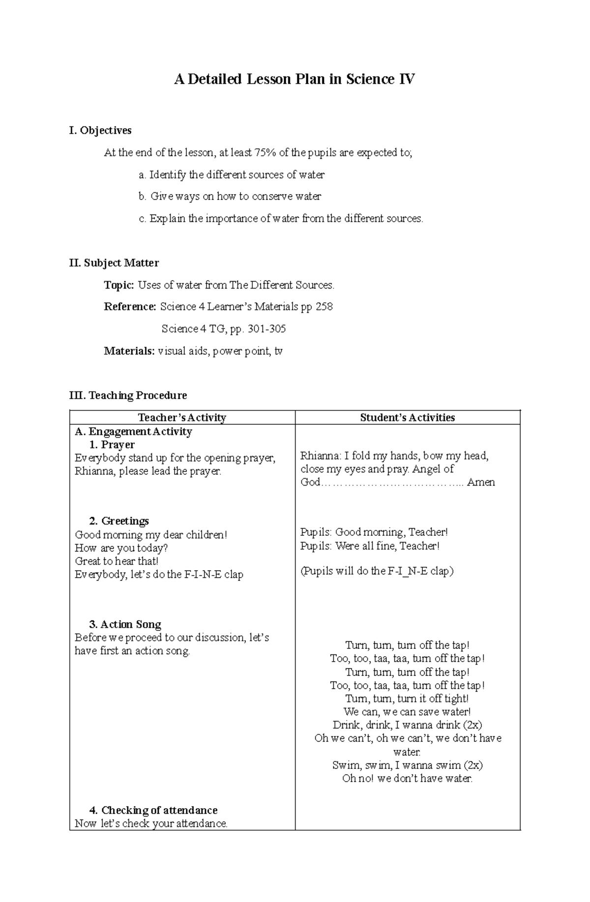 A Detailed Lesson Plan in Science IV for final demo - A Detailed Lesson ...