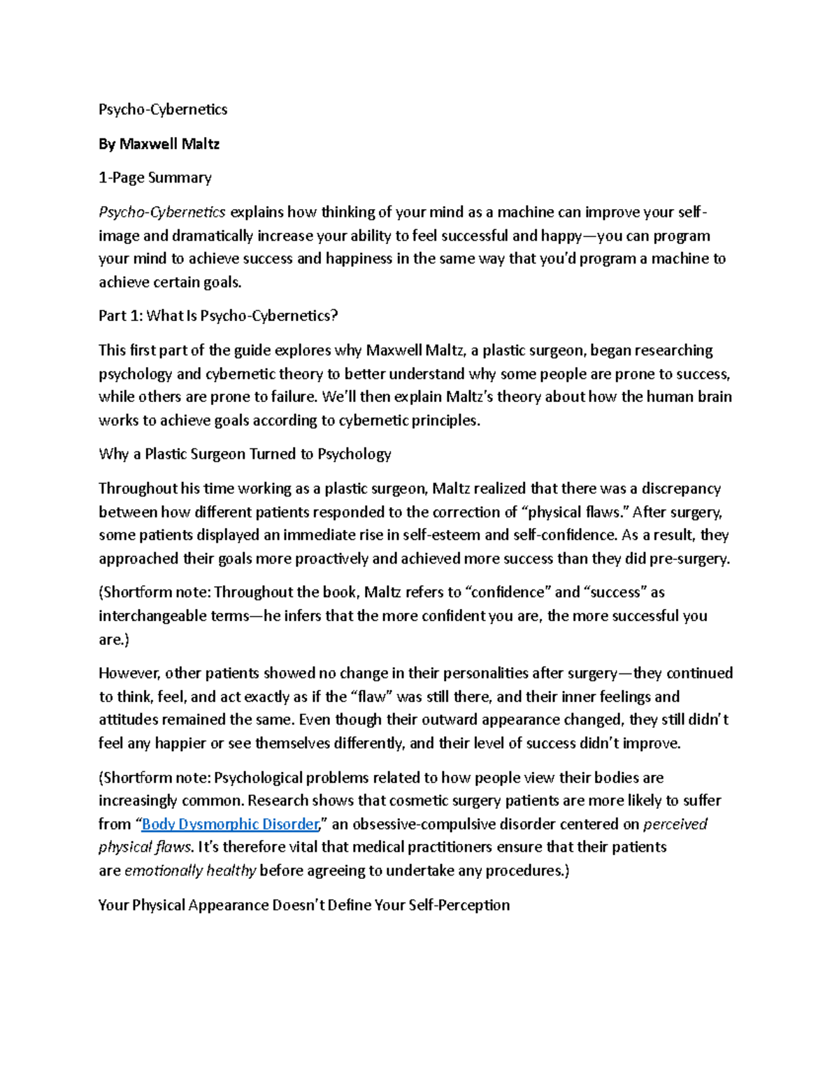 Psycho Cybernetics: Understanding Self-Image and Success Principles ...