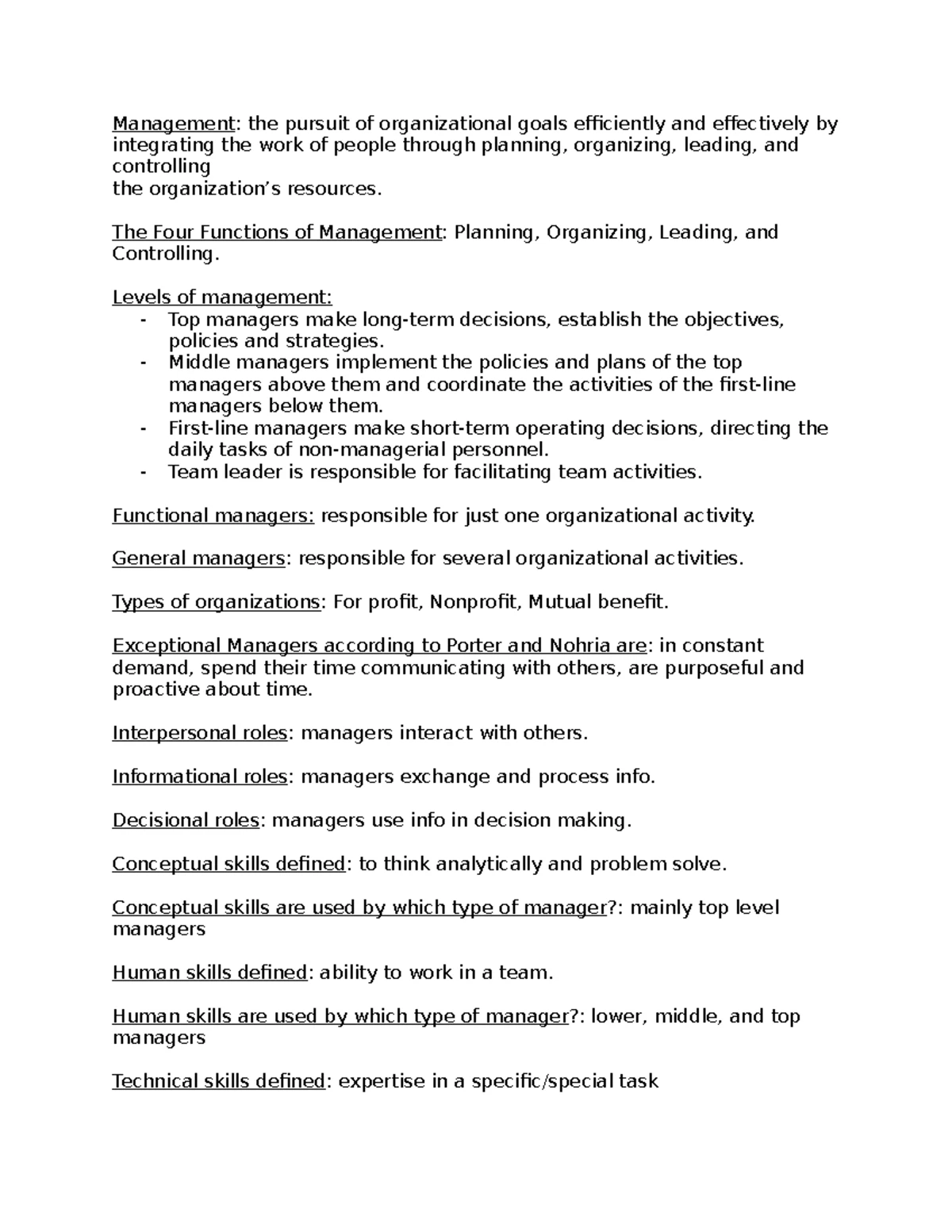 MGT-420 Midterm Exam Comprehensive Study Guide for Topics 1-4 - Studocu