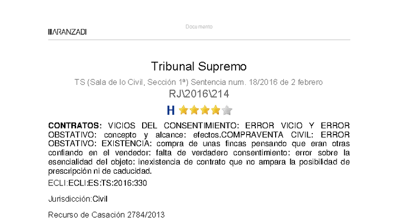 Sentencia TS 2 Feb 2016: Error en Contrato de Compraventa de Fincas ...