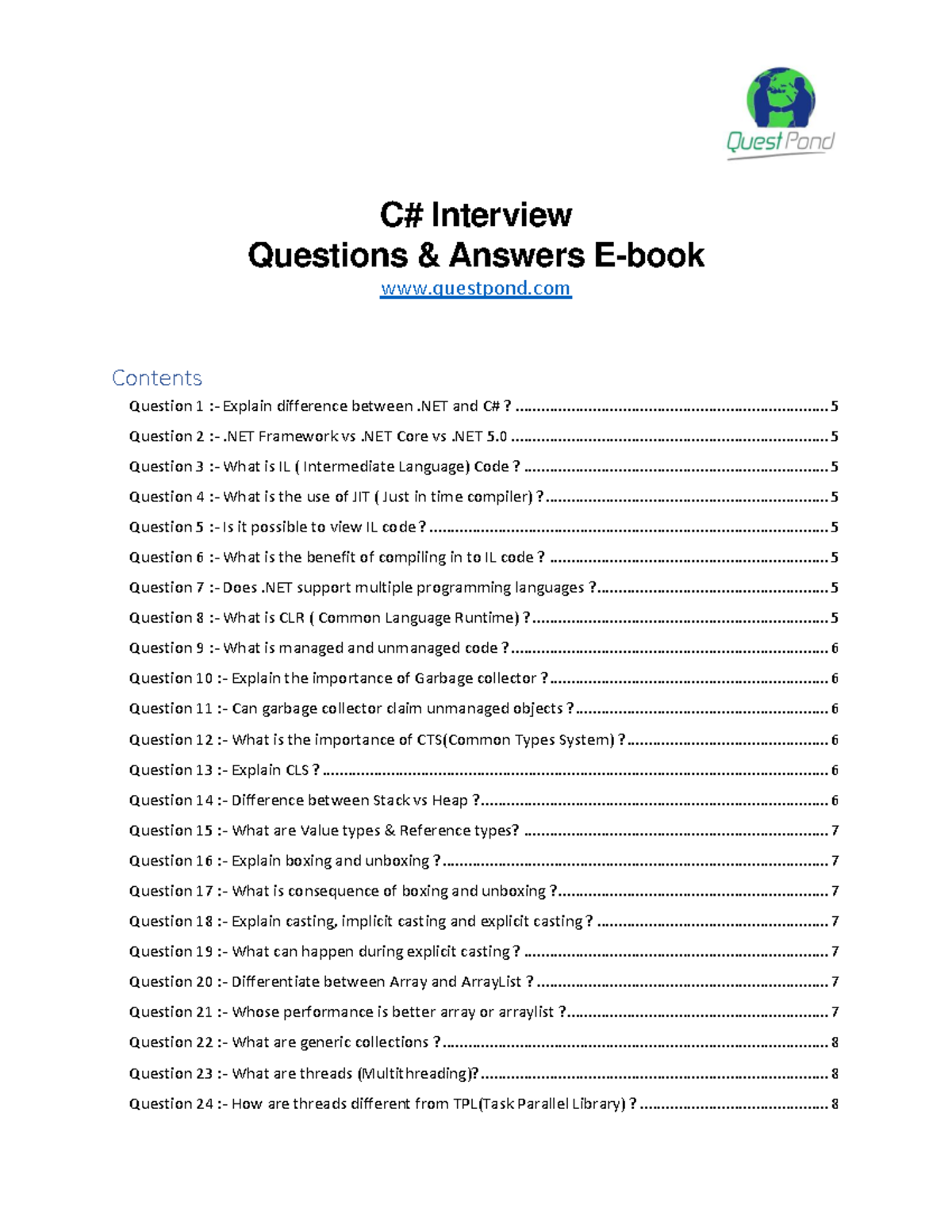 CSharp Interview Questions & Answers (Updated Jan 2025) - Studocu