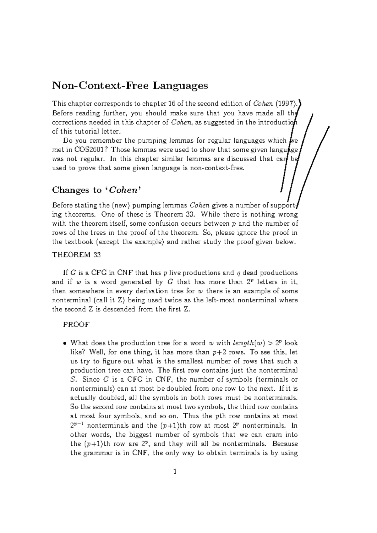 COS2601 Chapter 16: Pumping Lemmas for Regular Languages - Studocu