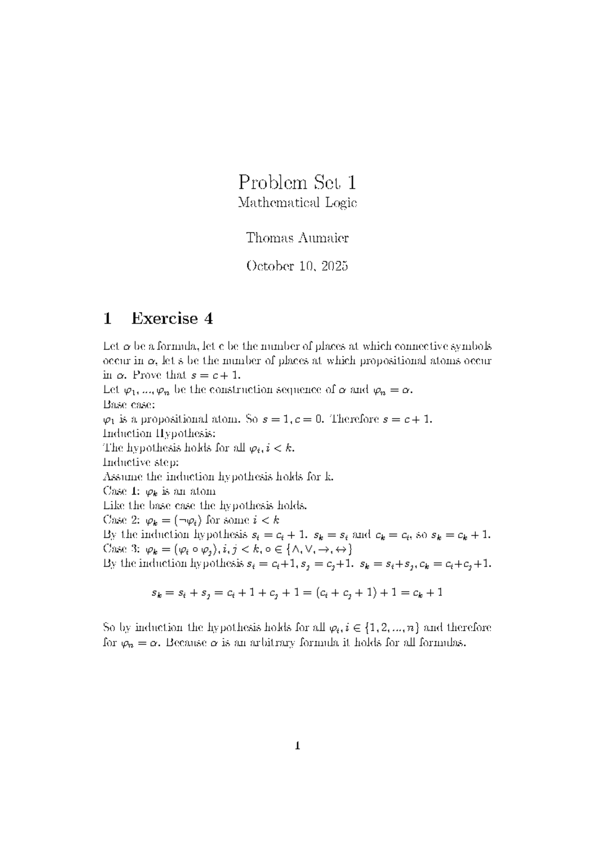 Problem Set 1: Mathematical Logic (Course Code: MATH101) - Studocu