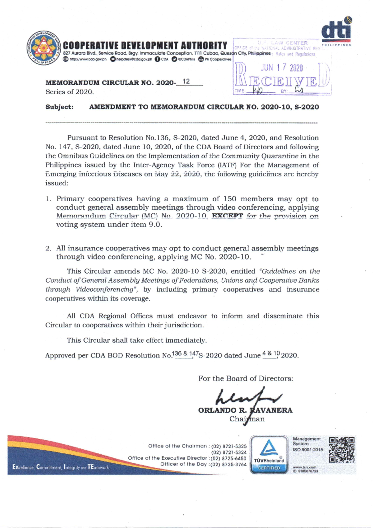 Amendment to Memorandum Circular No. 2020-10, s-2020 - Business ...