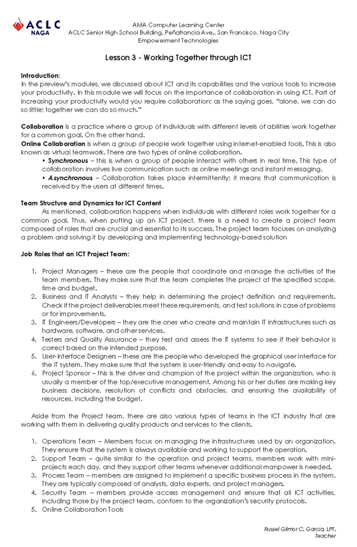 Empowerment Tech: ICT Collaboration Strategies & Tools (Module 3) - Studocu
