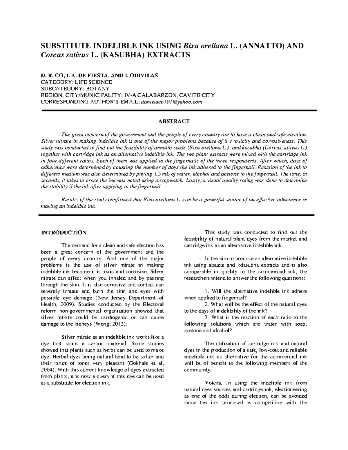 Annatto ink PLANT EXTRACT AS INK - SUBSTITUTE INDELIBLE INK USING Bixa ...