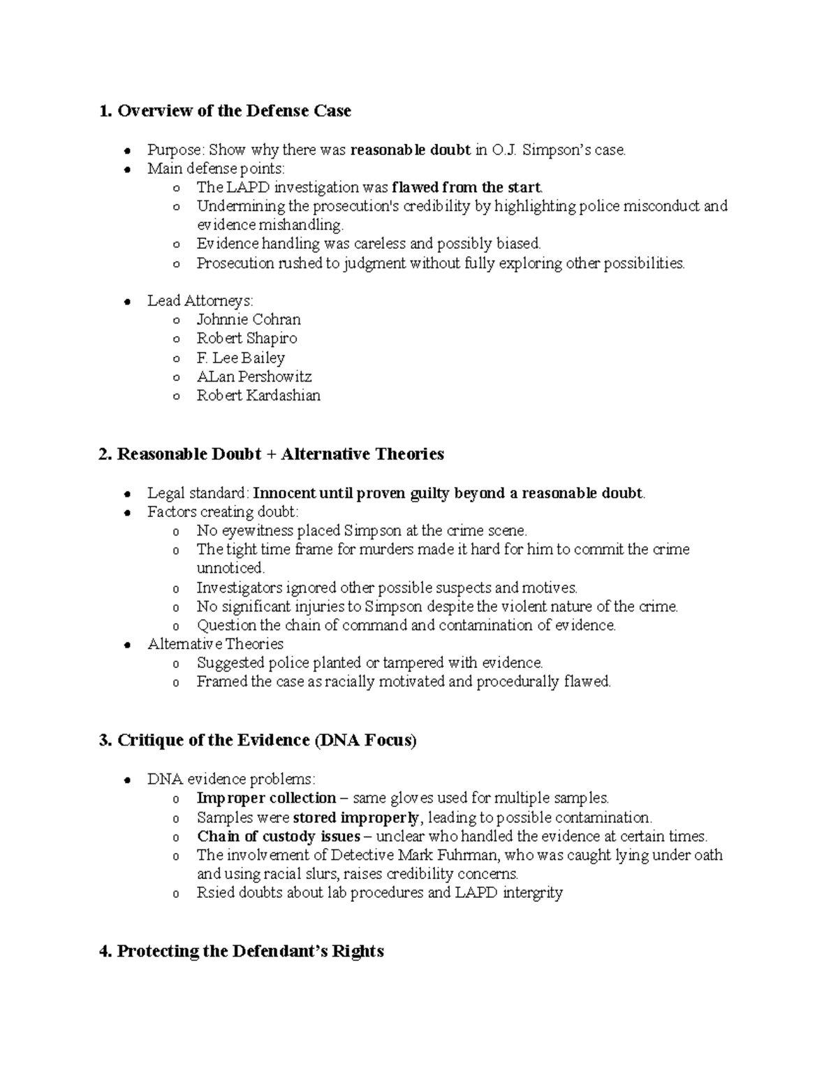 OJ Simpson Case Study: Defense Strategies and Reasonable Doubt - Studocu