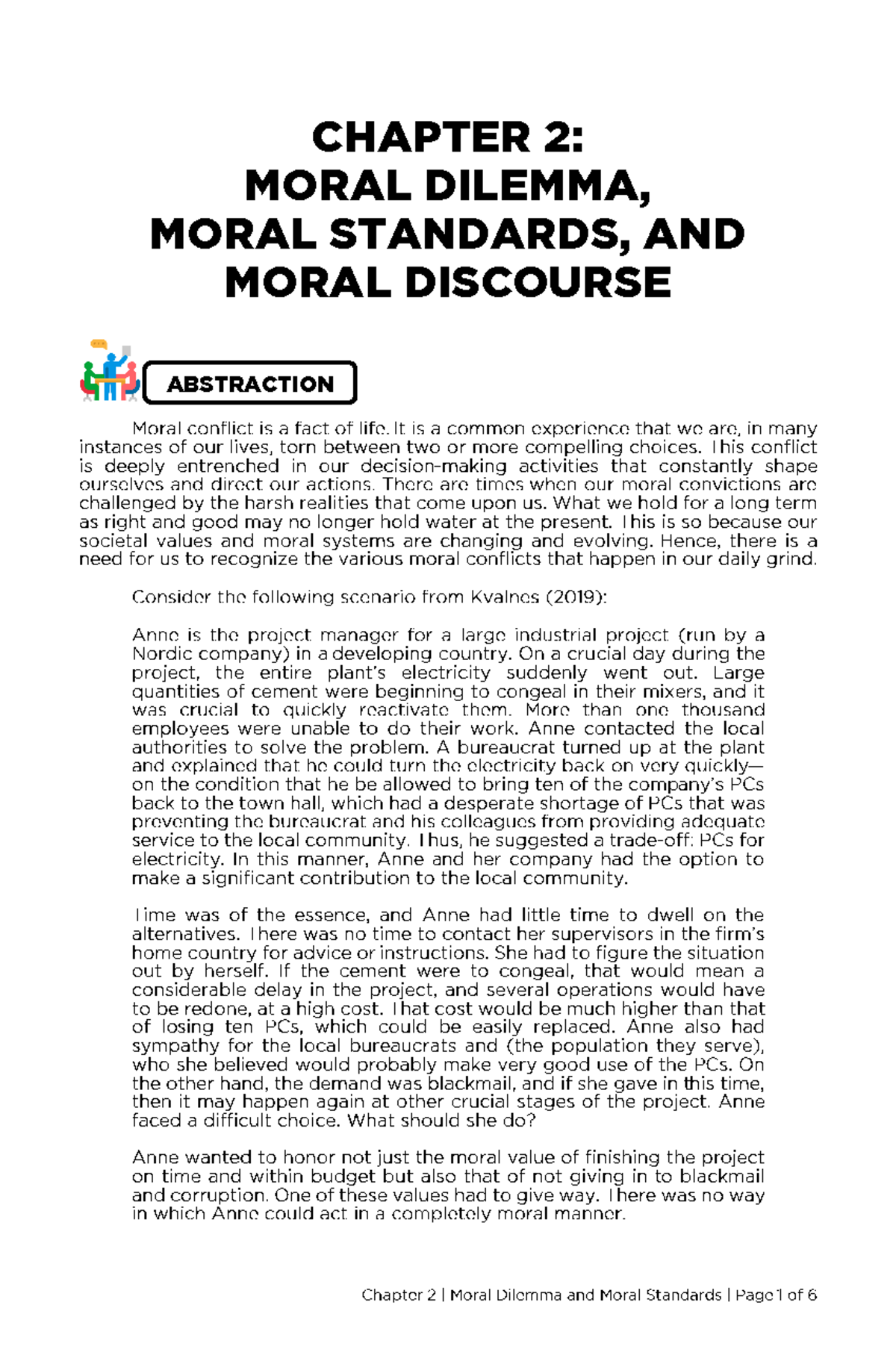 Chapter 2 Moral Dilemma- Moral Standards- AND Moral Discourse ...