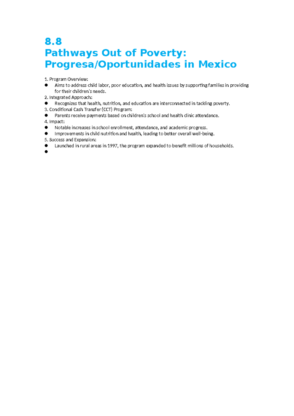 Econ.-dev - 8. Pathways Out of Poverty: Progresa/Oportunidades in ...