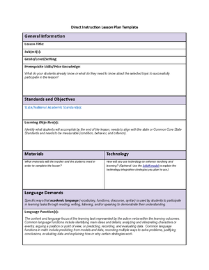 C910 - Task 1 for C910 - Direct Instruction Lesson Plan Template ...