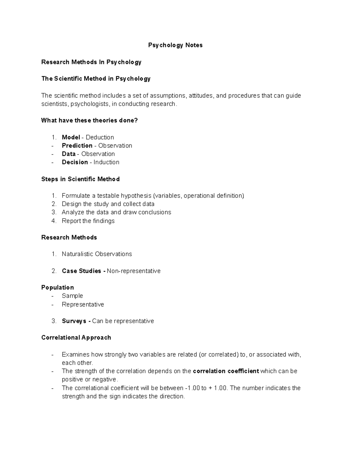 Psychology Notes: Research Methods & Disorders Overview (PSY 101) - Studocu