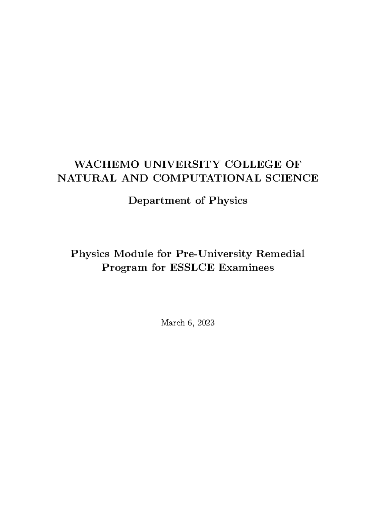Physics Module for Pre-University Remedial Program - PHYS-Remedial ...