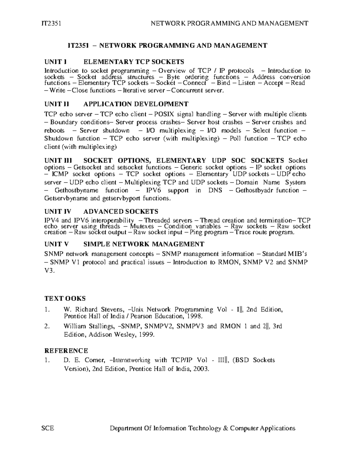 IT2351 - Network Programming Notes for Socket and Application ...