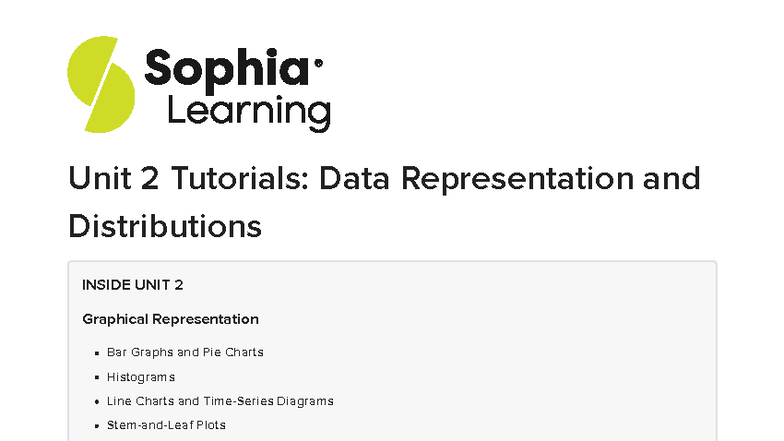 Unit 2 Tutorials: Data Representation & Distributions Overview - Studocu