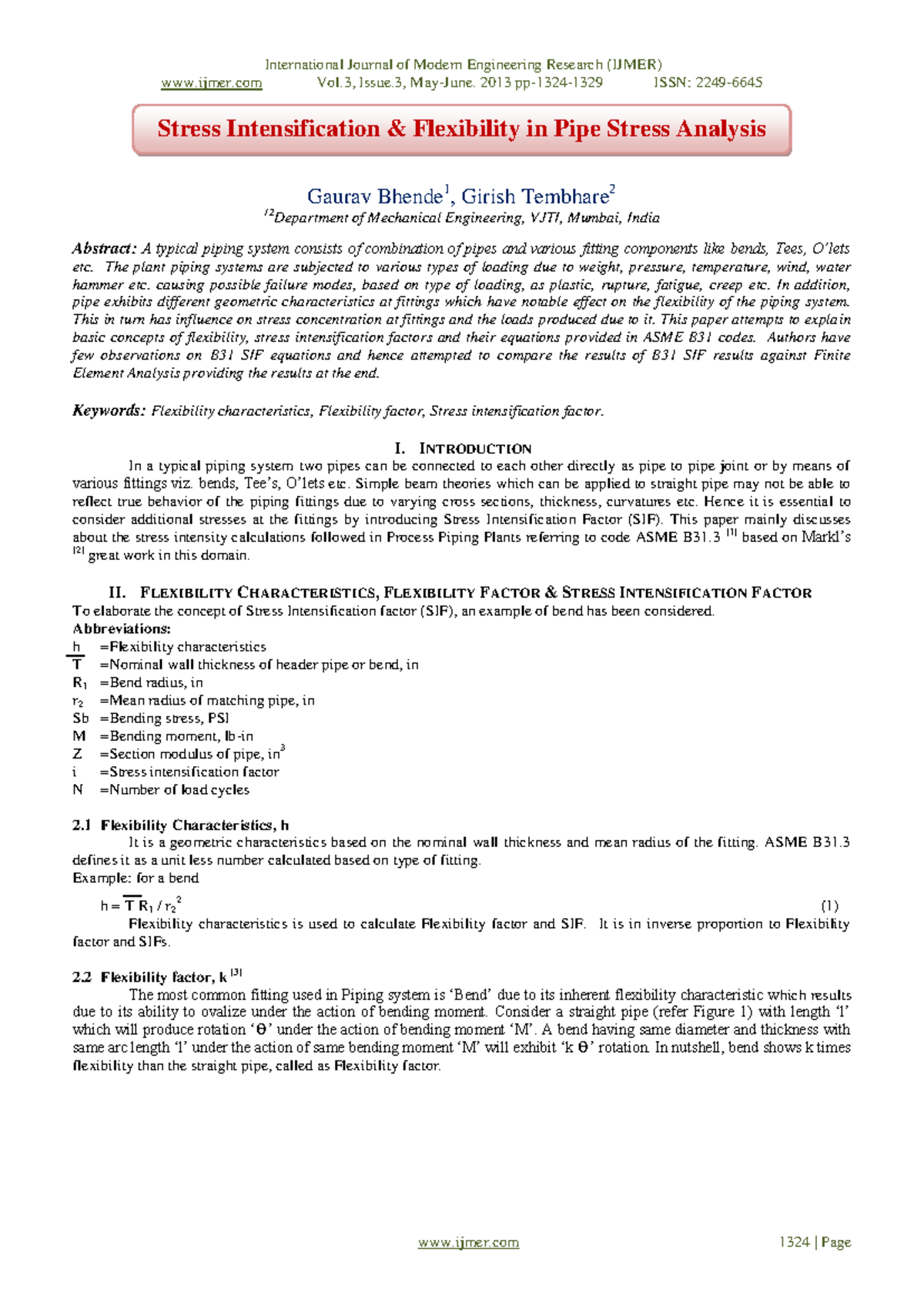SIF Analysis in Pipe Stress: Insights from ASME B31.3 - Studocu