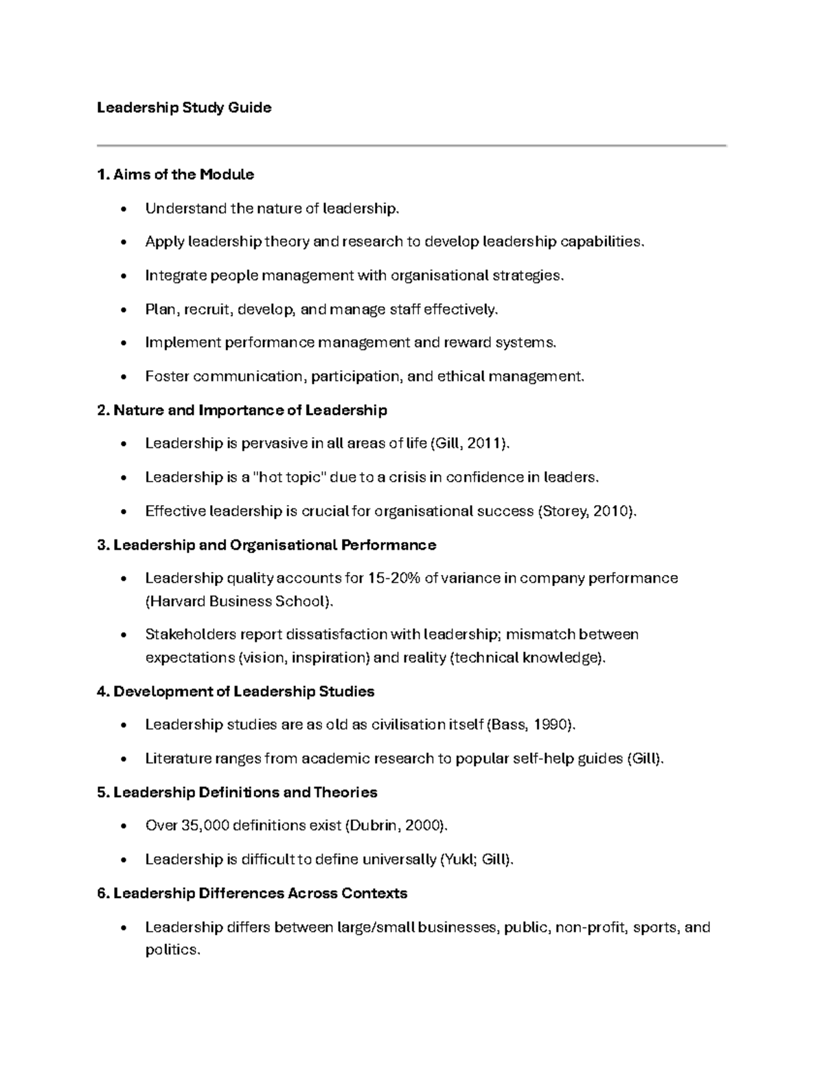 Leadership Study Guide PP1: Key Concepts and Theories in Leadership ...