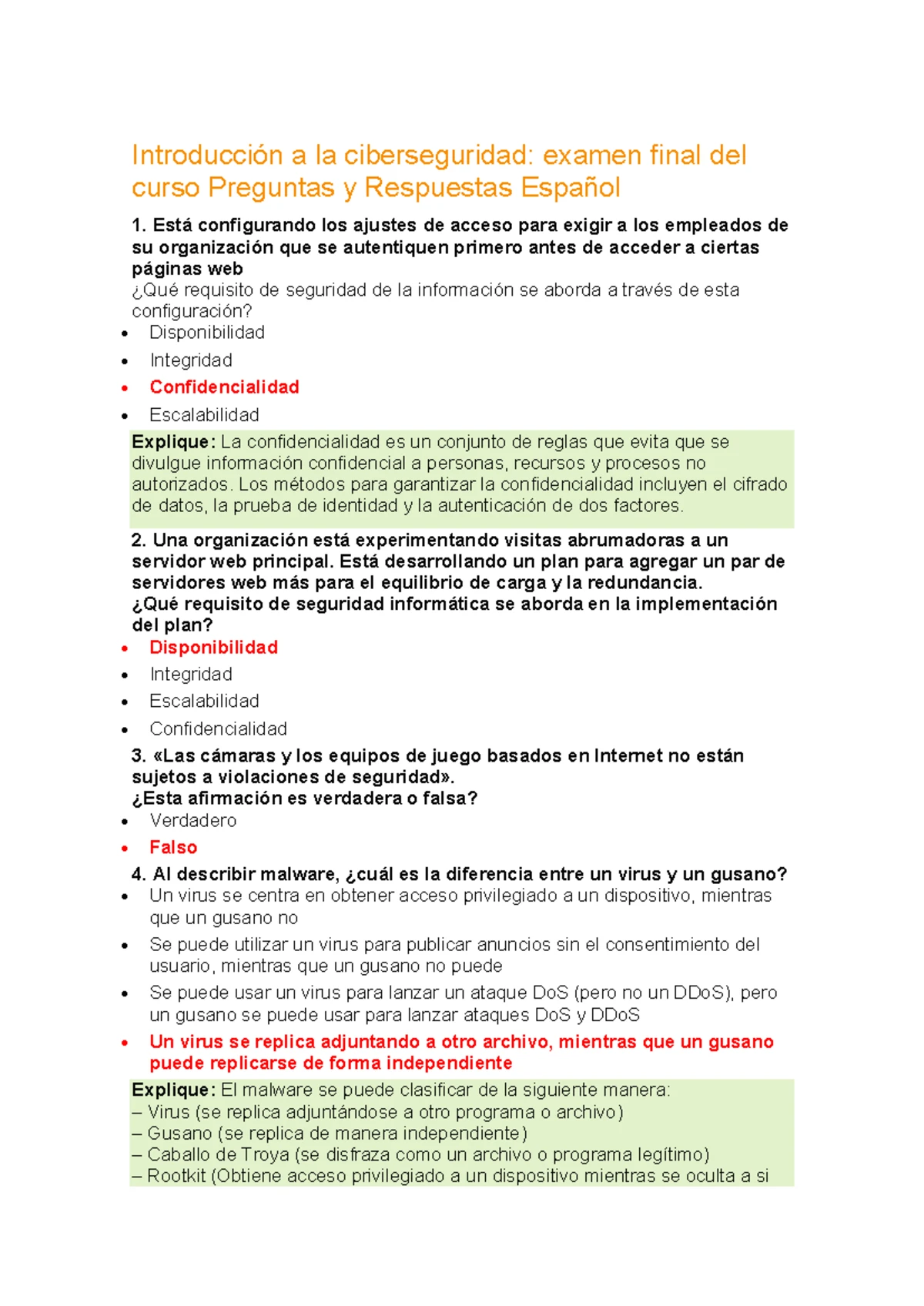 Examen final CIBERSEG 1: Preguntas y Respuestas en Ciberseguridad - Studocu