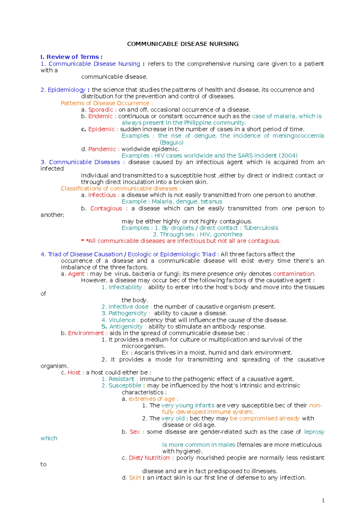 Communicable Diseases Posttest Questions - Nursing Review Guide - Studocu