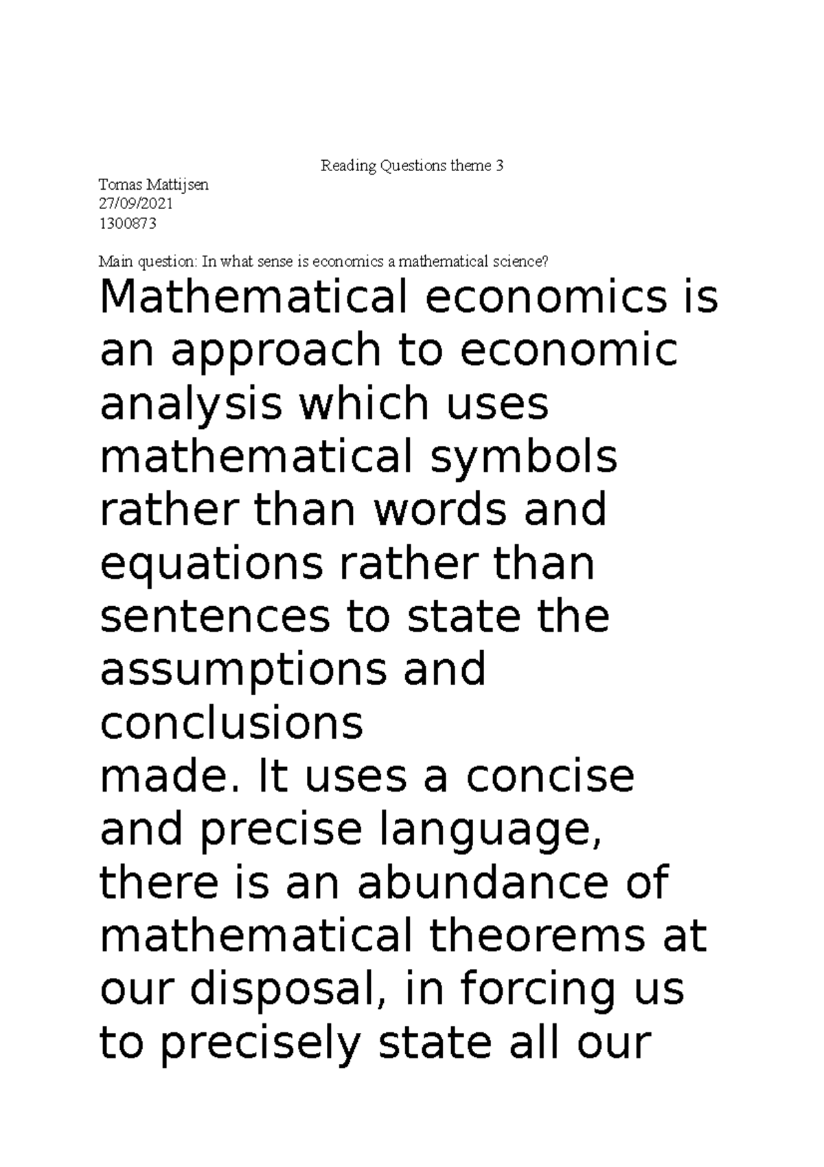 ECO200 Week 3 Reading Questions: Mathematical Economics Insights ...