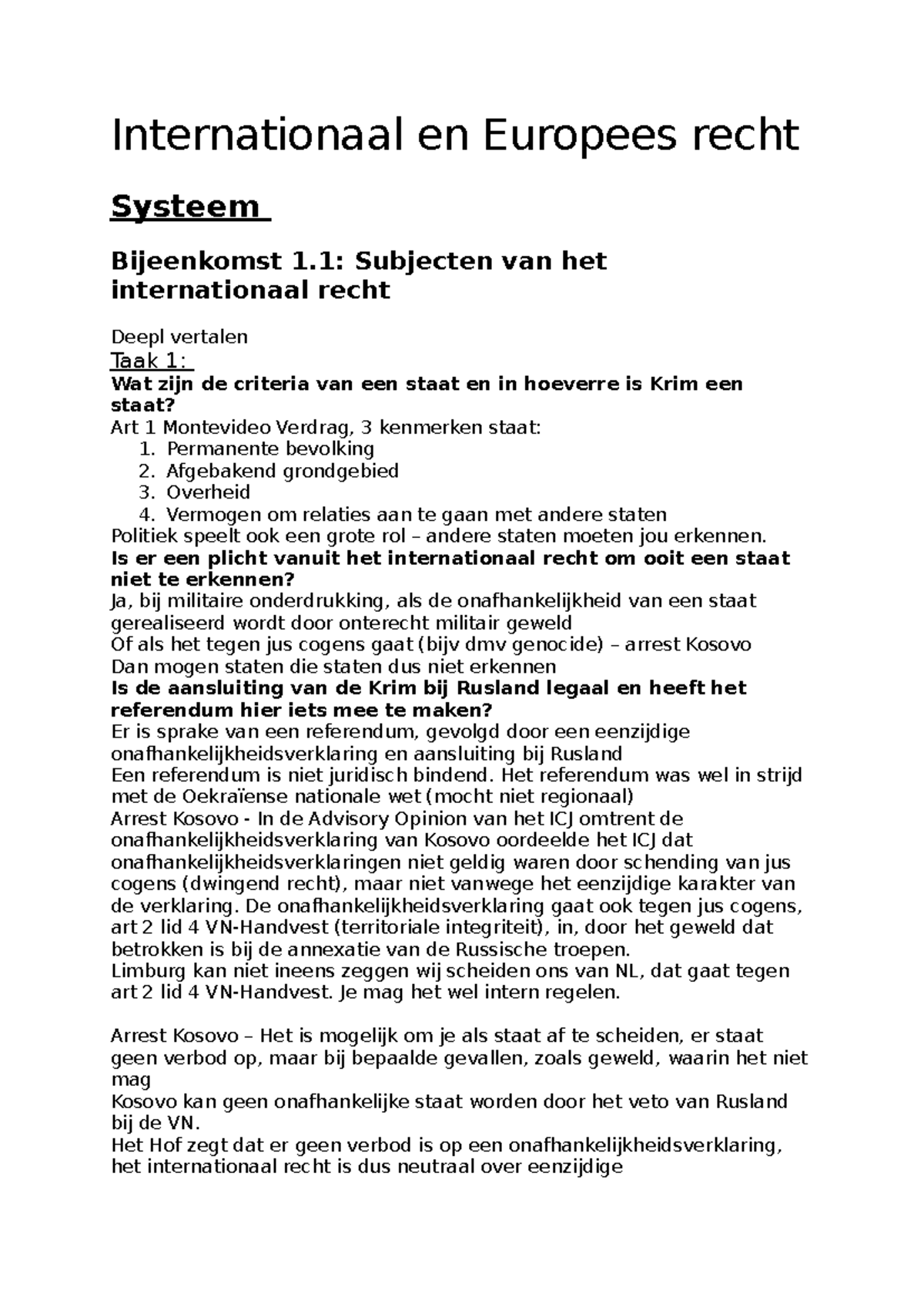 Internationaal en Europees recht: Bijeenkomsten en Taakoverzicht ...