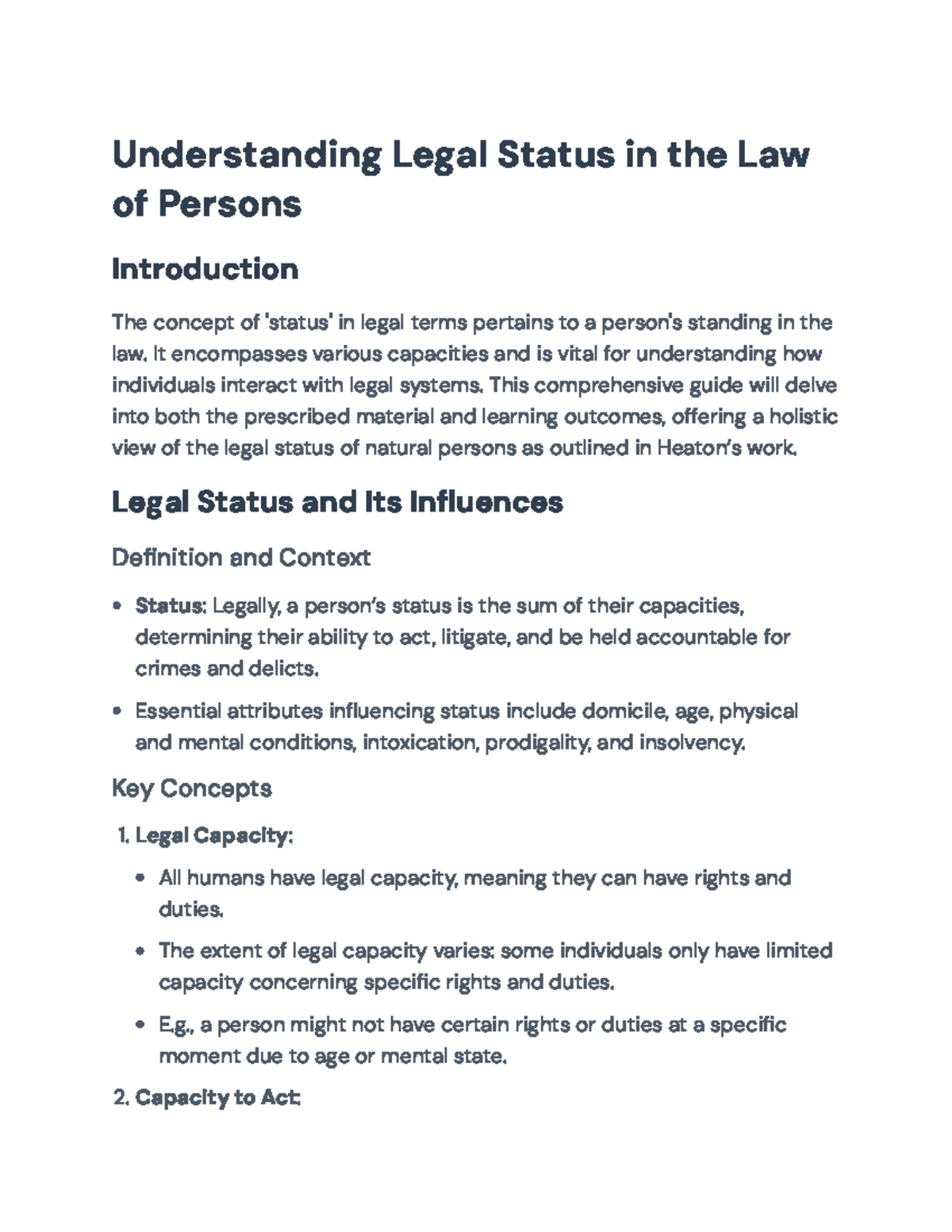 Understanding Legal Status of Persons: Capacities and Influences ...