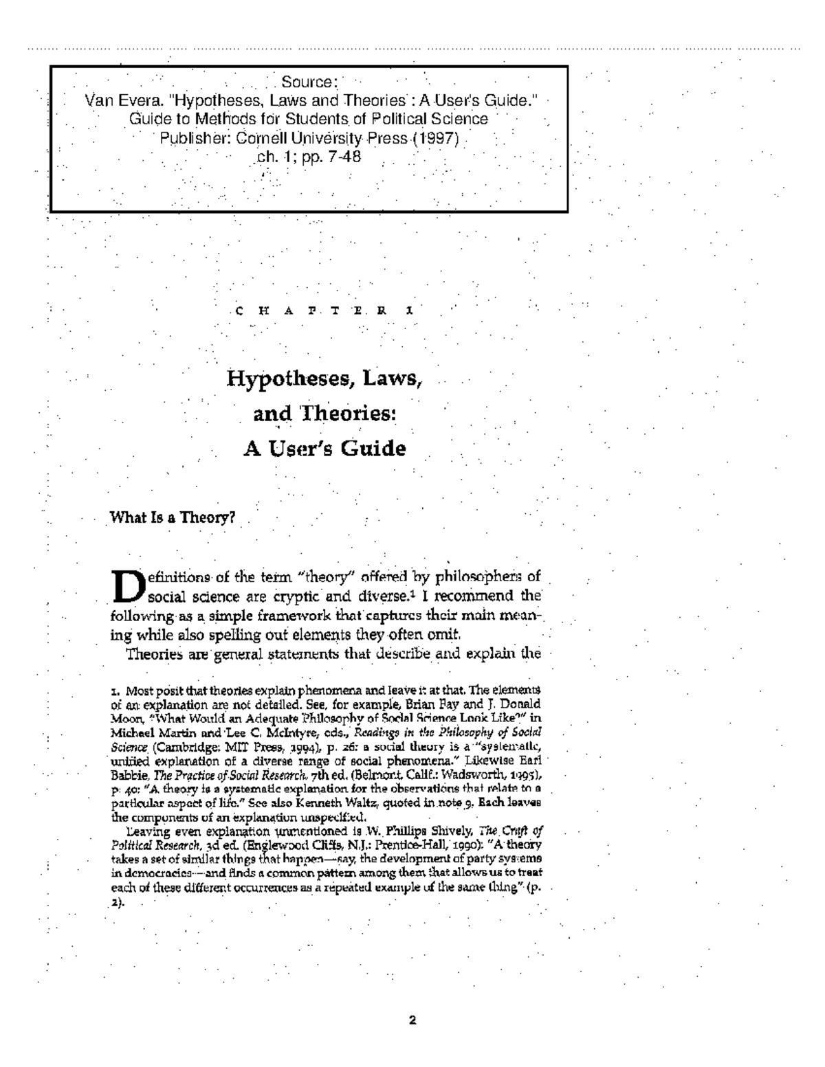 Hypotheses, Laws, and Theories: A User's Guide (Political Science ...