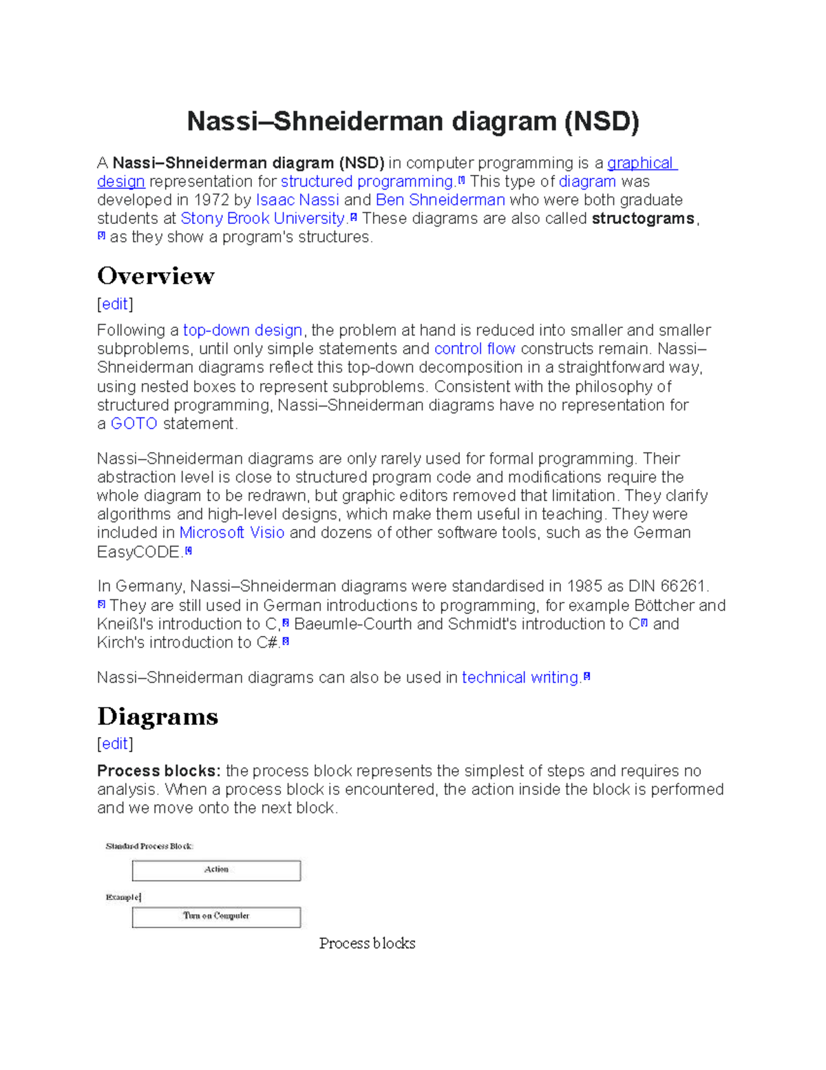 Study articles provided by our professor - Nassi–Shneiderman diagram ...