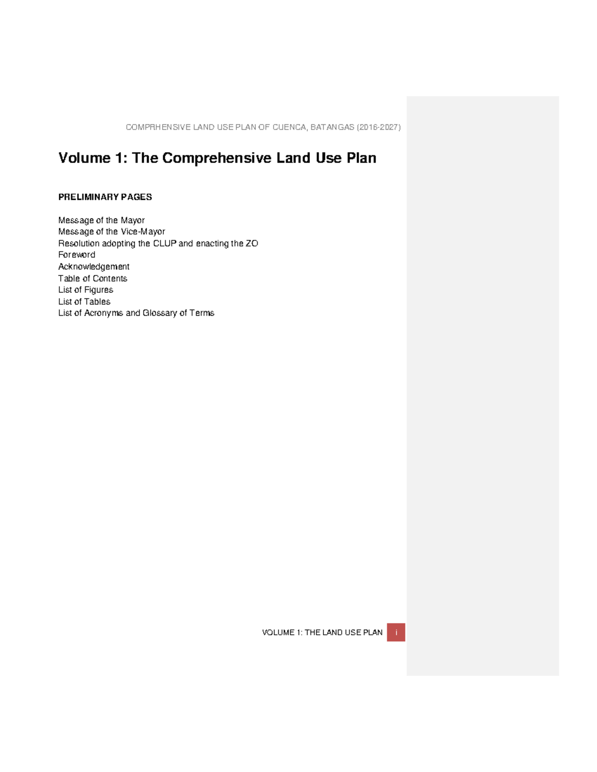 Final CLUP Volume 1 for Cuenca, Batangas: Land Use Plan Overview - Studocu