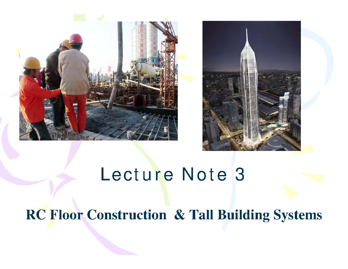 Lecture Note 3: RC Floor Construction in Tall Building Systems - Studocu