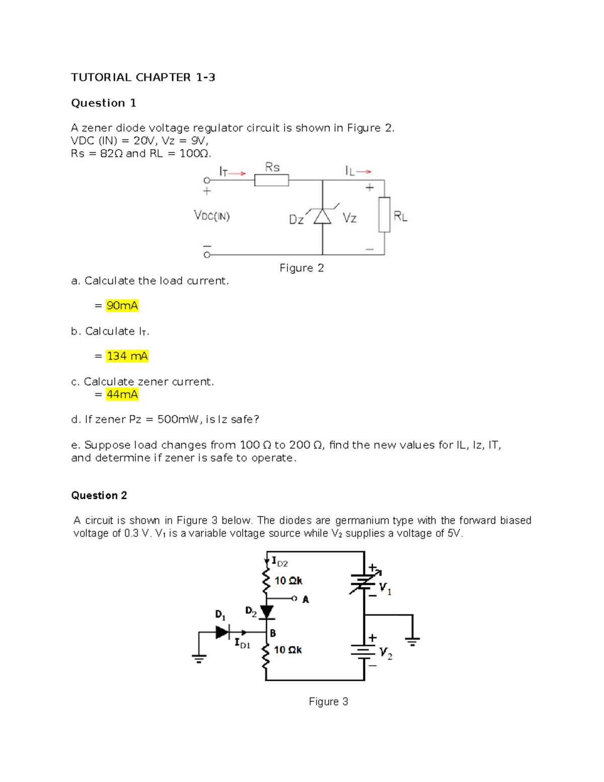 Tutorial: Detailed Analysis of Circuits in Chapters 1-3 (EE101) - Studocu