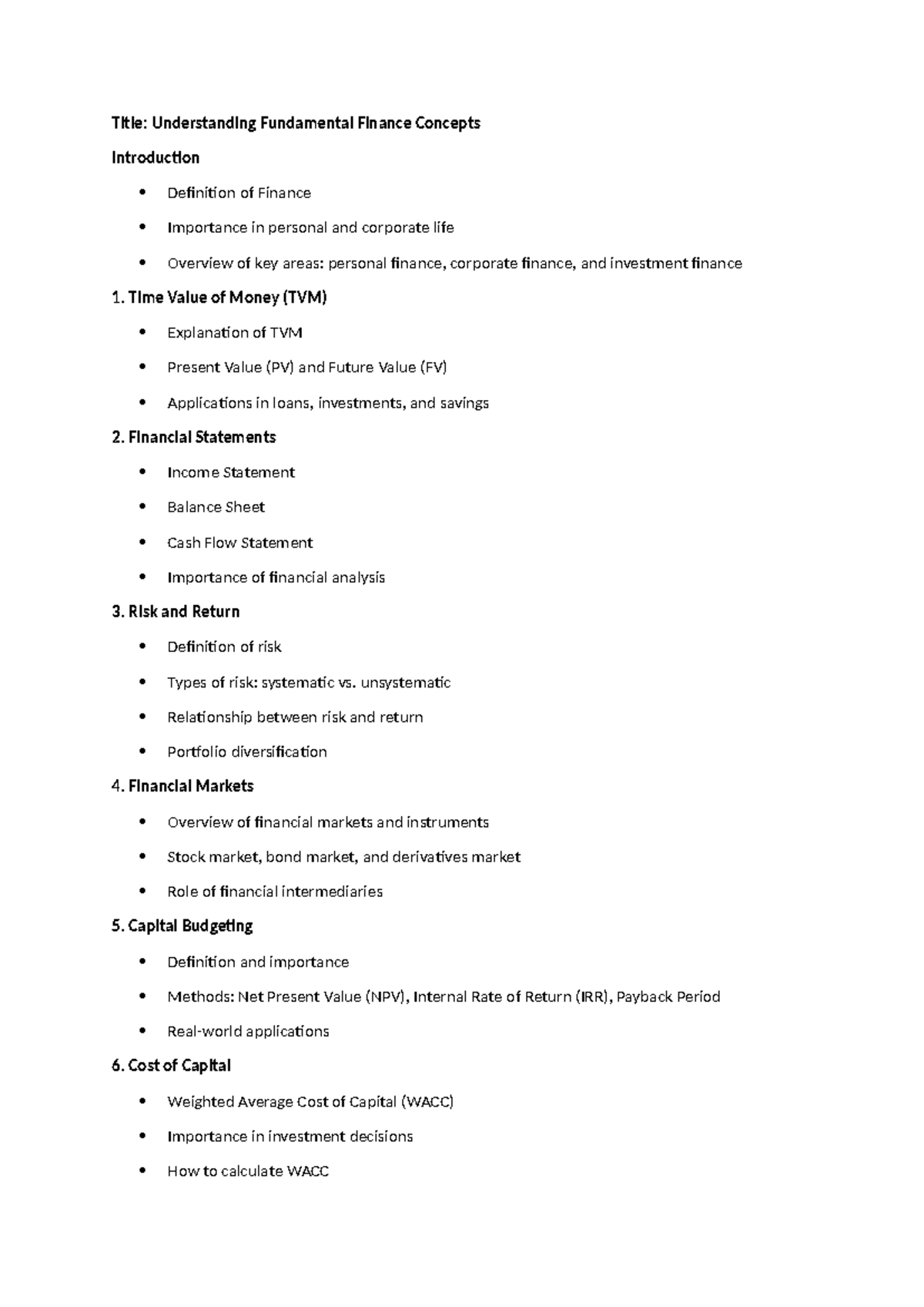 Title - fin, - Title: Understanding Fundamental Finance Concepts ...