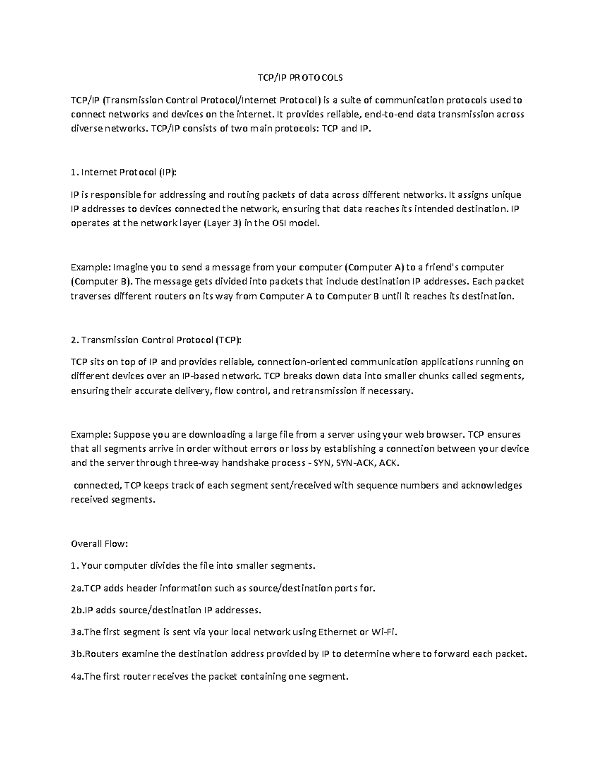 TCP/IP Protocols: Overview and Key Concepts - Studocu
