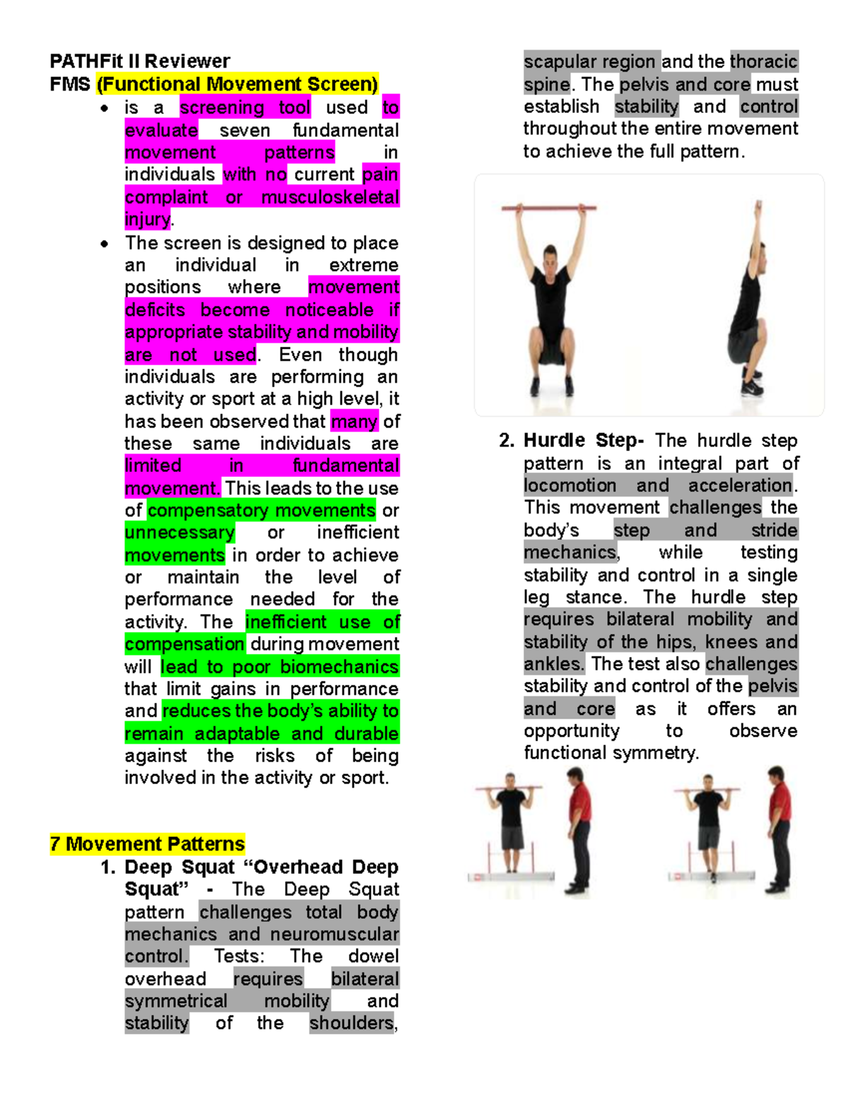 PATHFit II FMS Reviewer: Evaluating 7 Fundamental Movement Patterns ...
