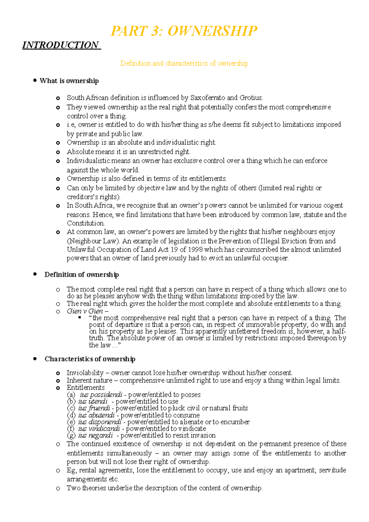 Ownership in South African Property Law: Definition, Characteristics ...