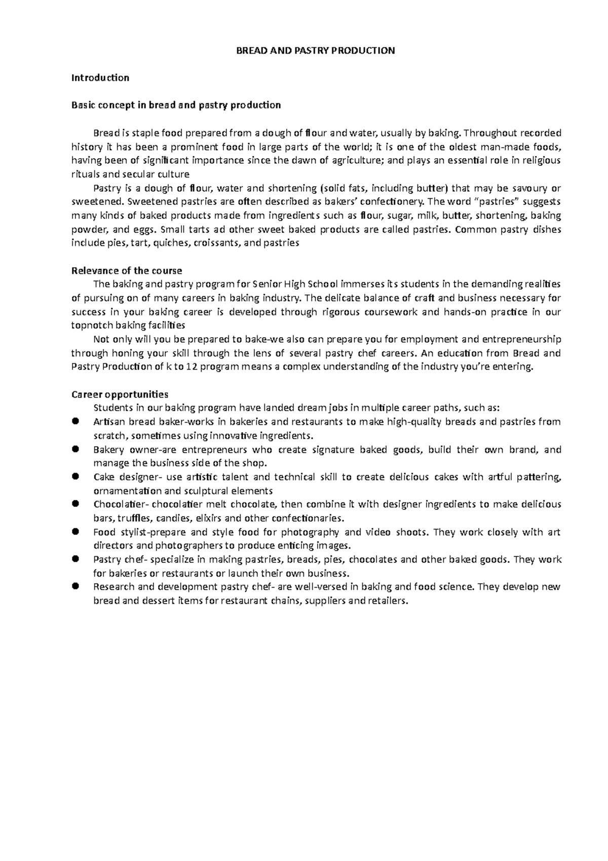 Introduction - Bread AND Pastry Production - BREAD AND PASTRY ...