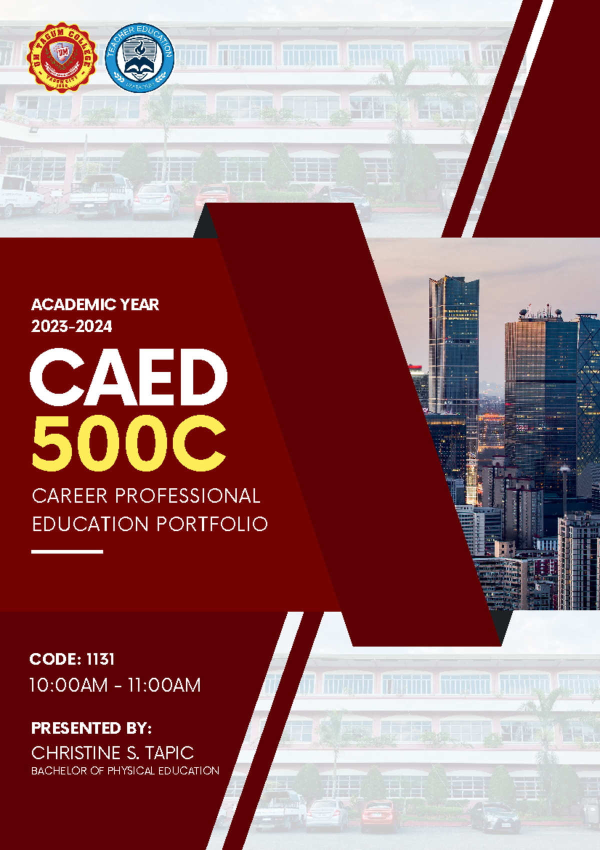 CAED 500C Career Professional Education Portfolio - AY 2023 - Studocu