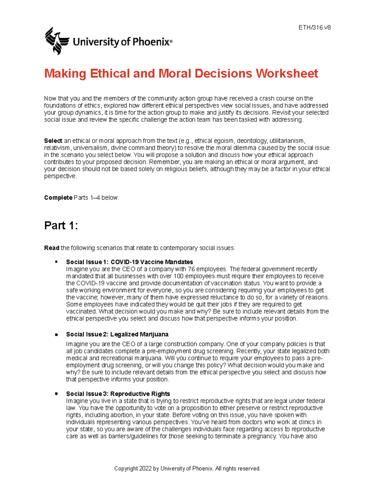 Eth316 v8 wk5 making ethical and moral decisions worksheet - ETH/316 v ...