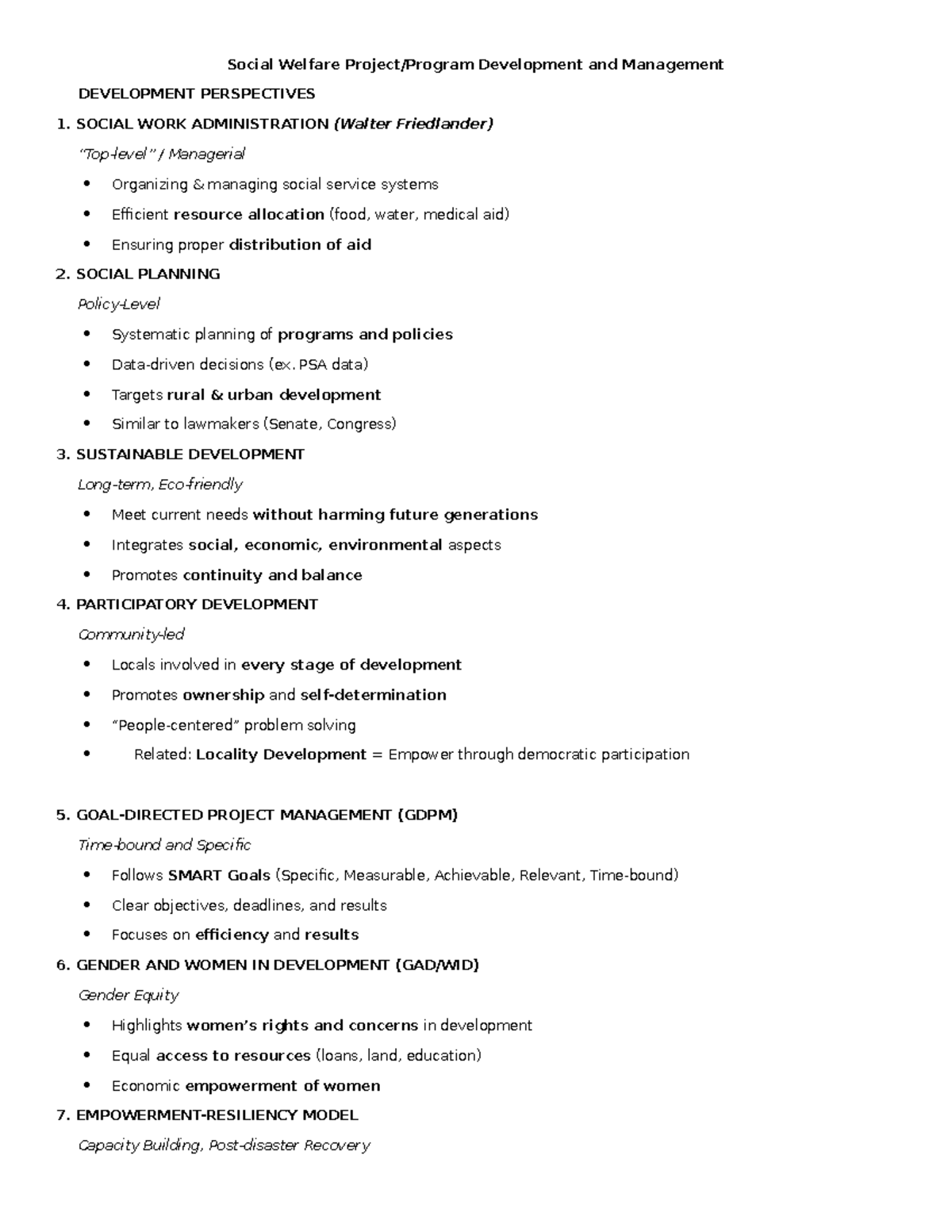 Social Welfare Project Development & Management (SWD 101) - Studocu