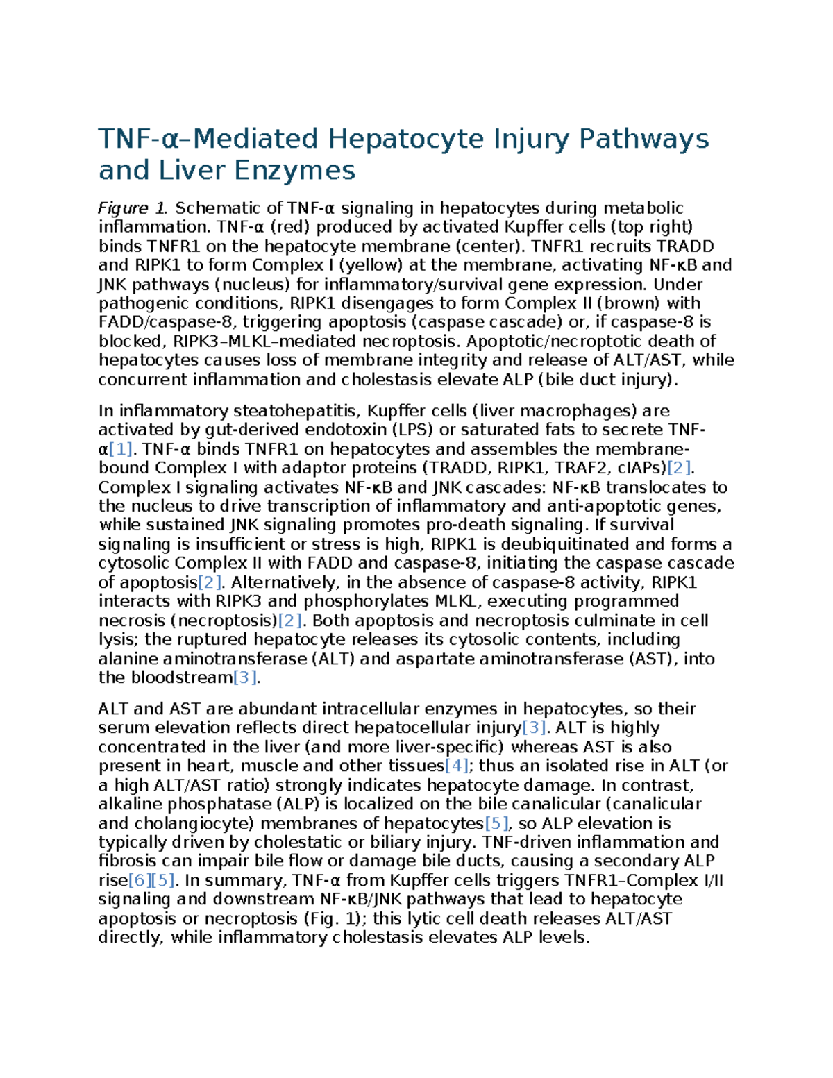 TNF-α Mediated Hepatocyte Injury Pathways and Liver Enzymes Analysis ...