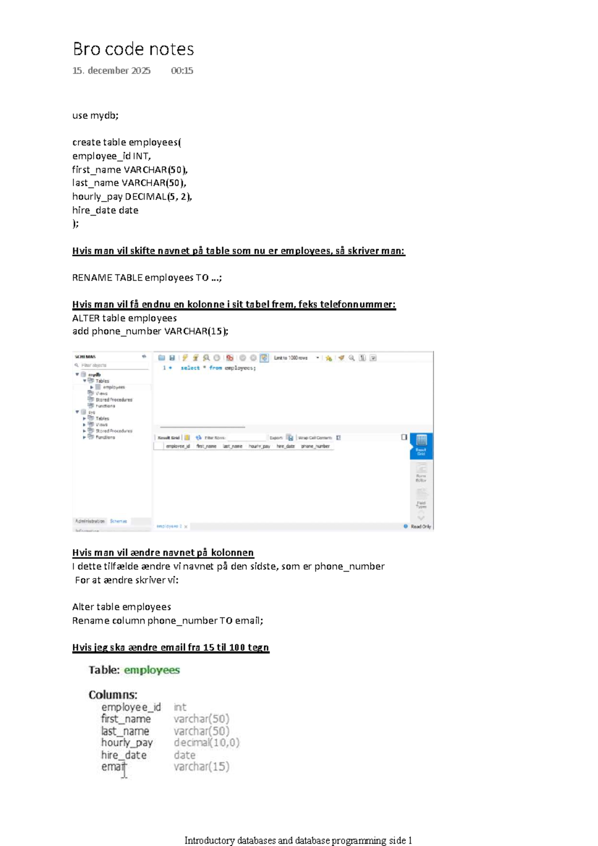 Introductory Databases and Database Programming Notes (Course Code ...